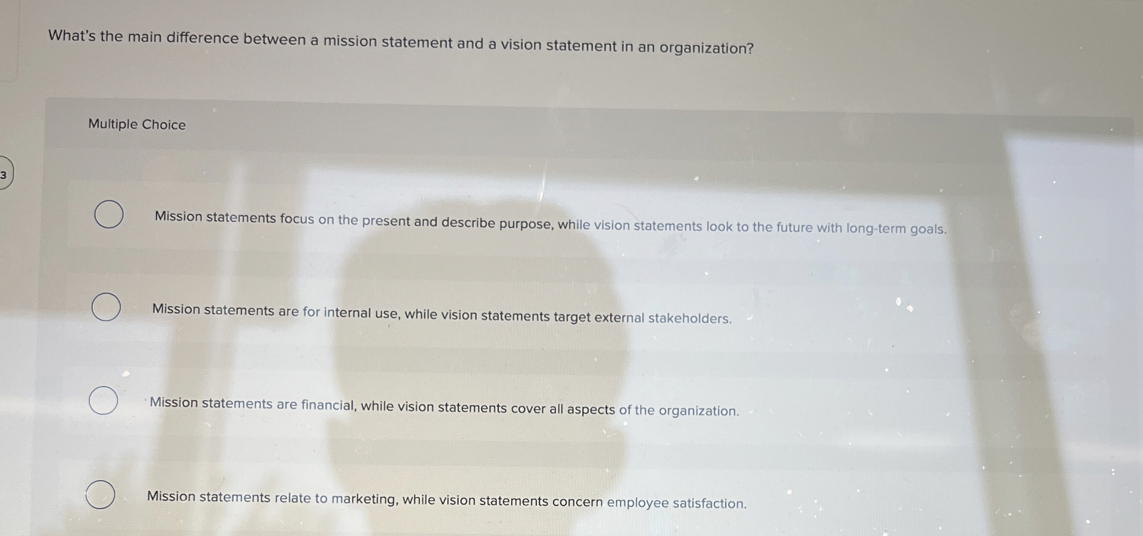 Solved What's the main difference between a mission | Chegg.com