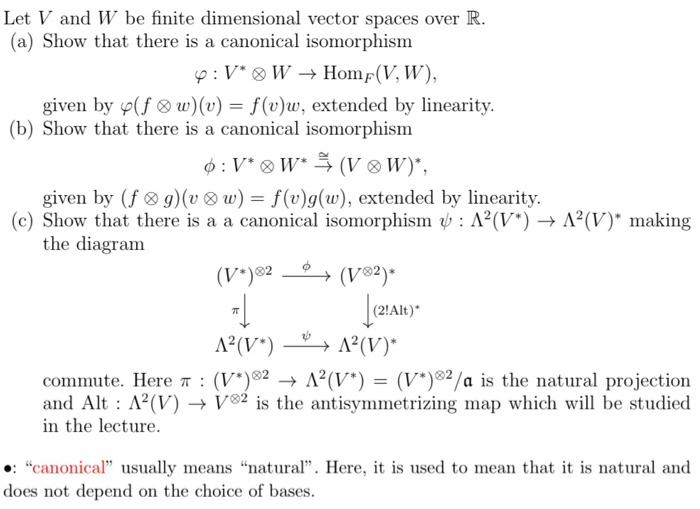Solved Let V and W be finite dimensional vector spaces over | Chegg.com