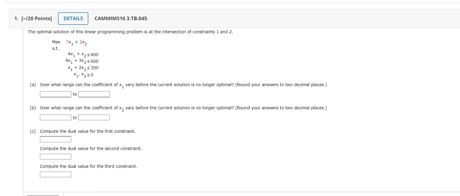 Solved Points]The optimal solution of this linear | Chegg.com
