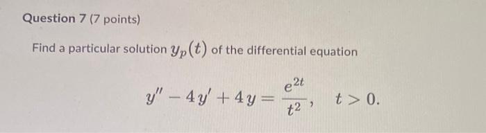 Solved Find a particular solution yp(t) of the differential | Chegg.com