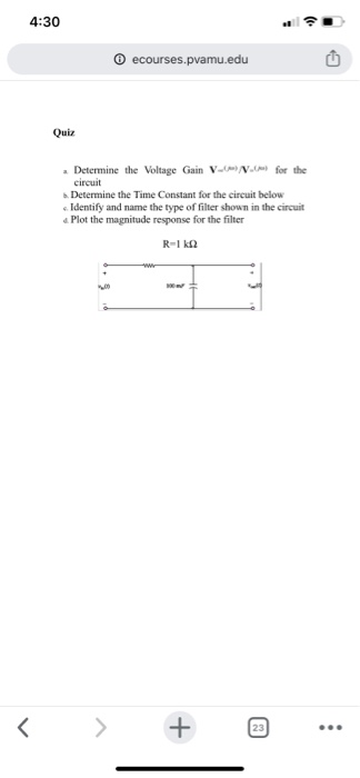 Solved 4:30 ecourses.pvamu.edu ll Quiz . Determine the | Chegg.com