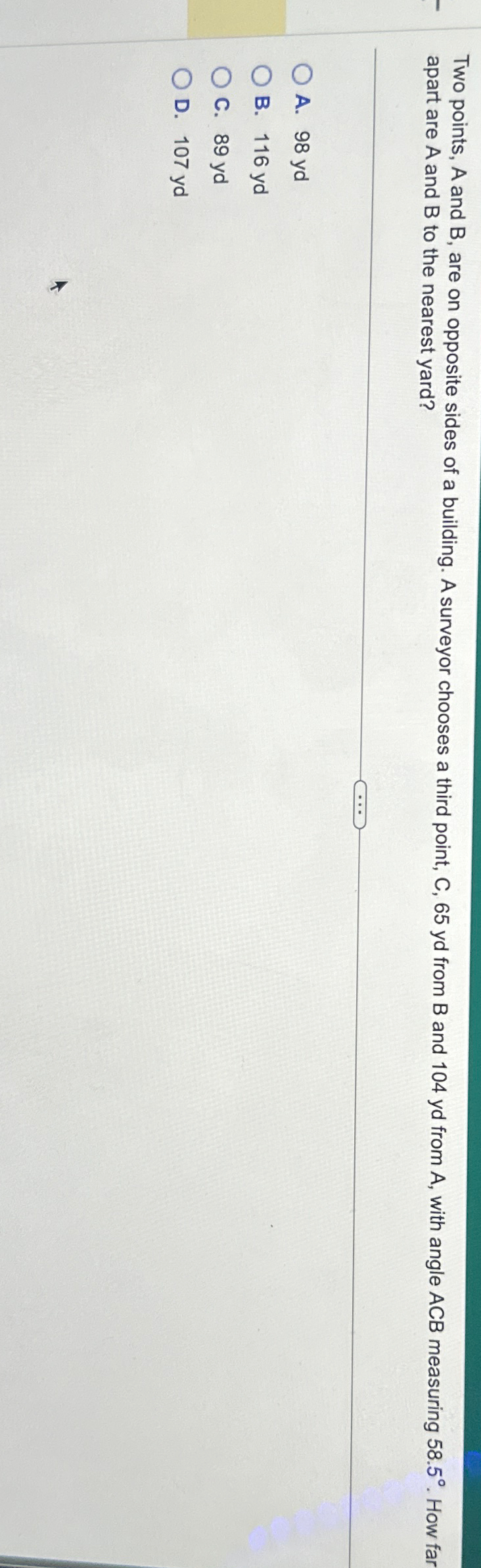 Solved Two points, A and B, ﻿are on opposite sides of a | Chegg.com