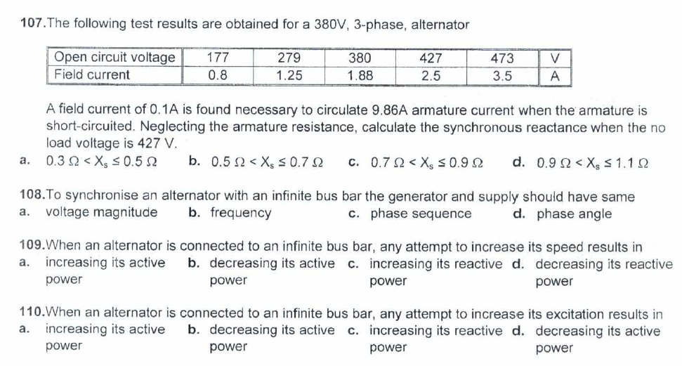 Solved 107.The following test results are obtained for a | Chegg.com
