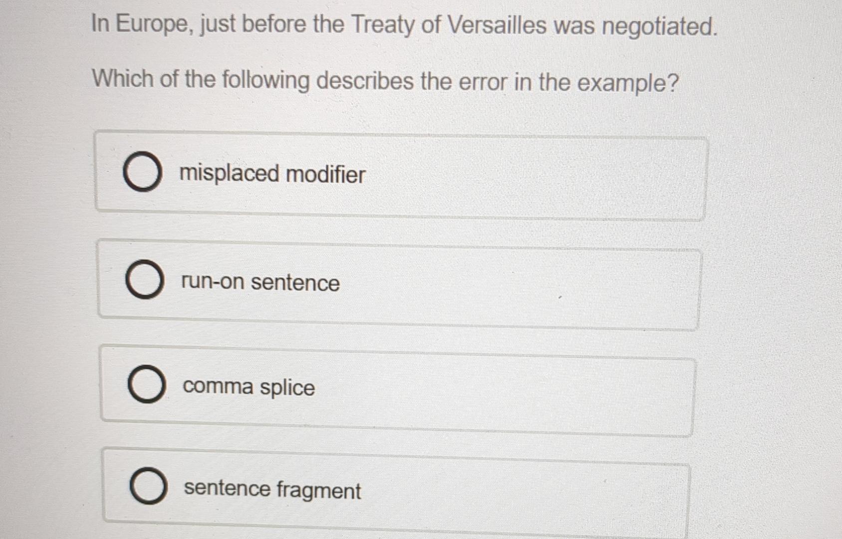 Solved In Europe, just before the Treaty of Versailles was | Chegg.com