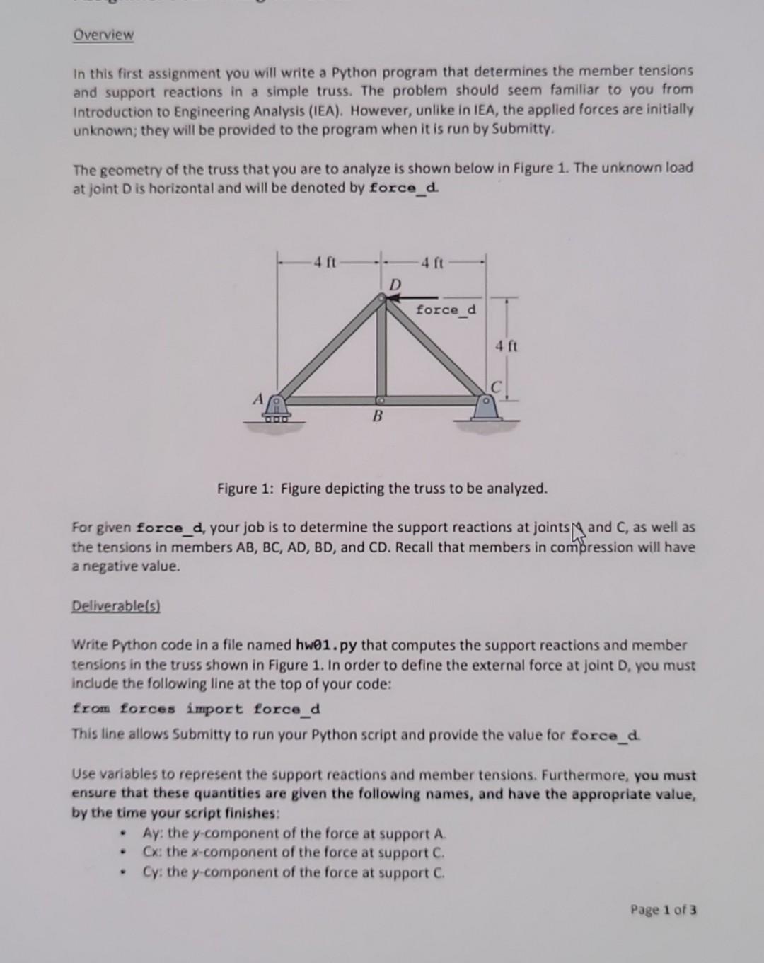 Solved Overview In this first assignment you will write a | Chegg.com