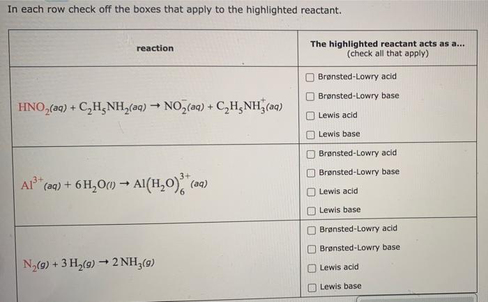 Solved In each row check off the boxes that apply to the | Chegg.com