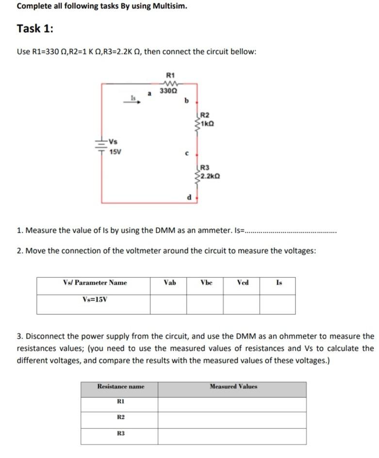 Solved Task 2: Construct the circuit shown below with the | Chegg.com