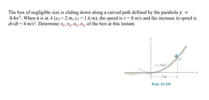 Solved The box of negligible size is sliding down along a | Chegg.com