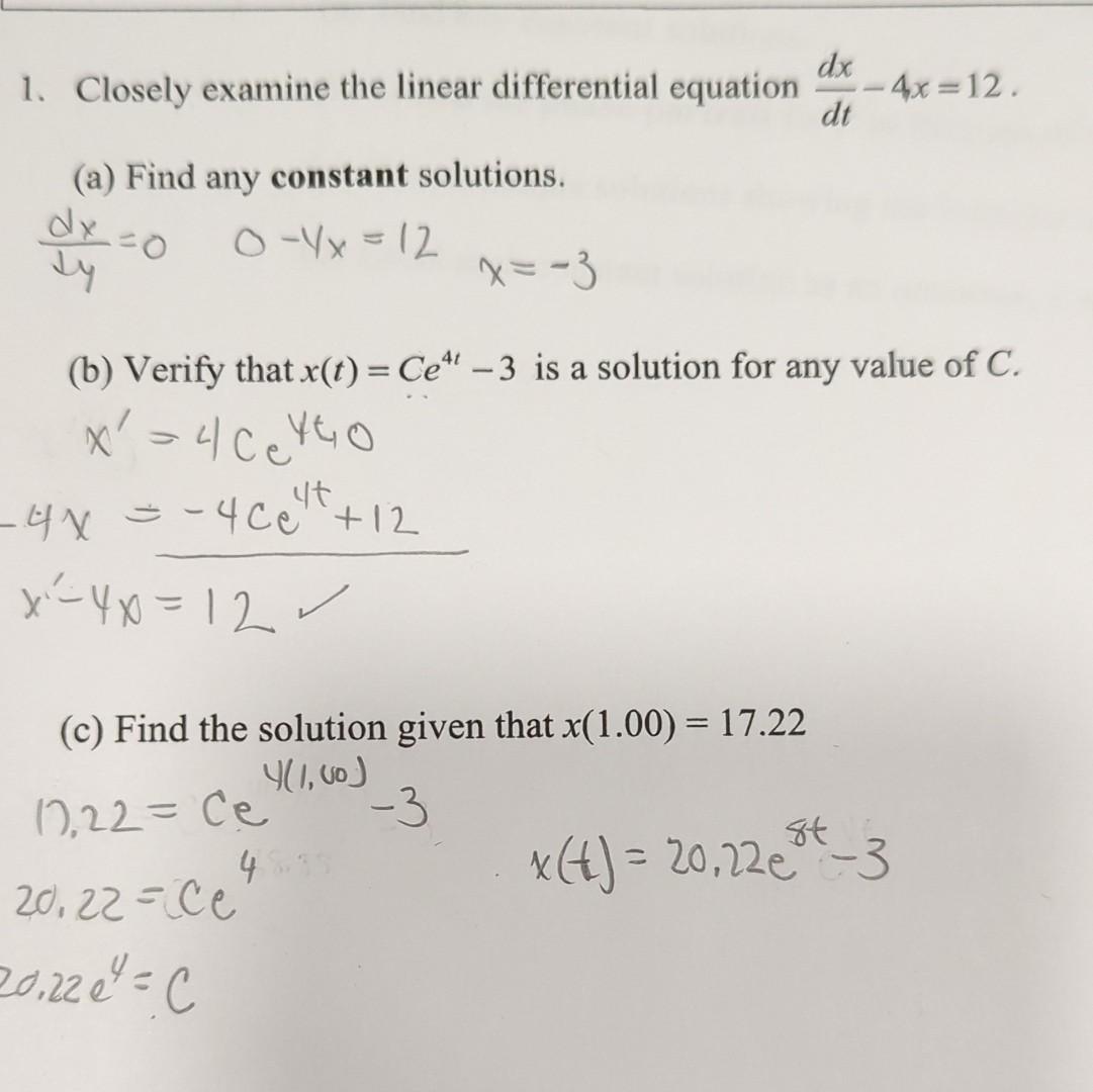 Solved 1. Closely examine the linear differential equation | Chegg.com