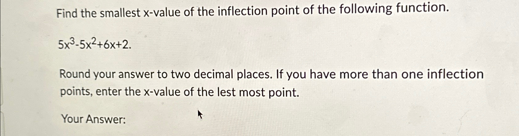 Solved Find the smallest x-value of the inflection point of | Chegg.com