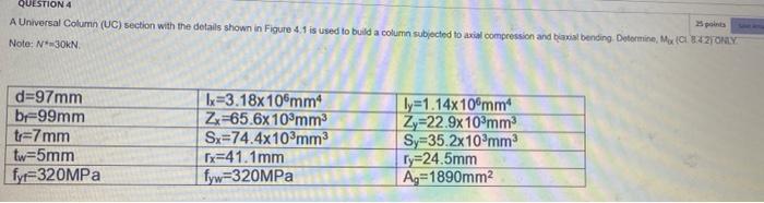 Solved QUESTION 4 A Universal Column (UC) section with the | Chegg.com
