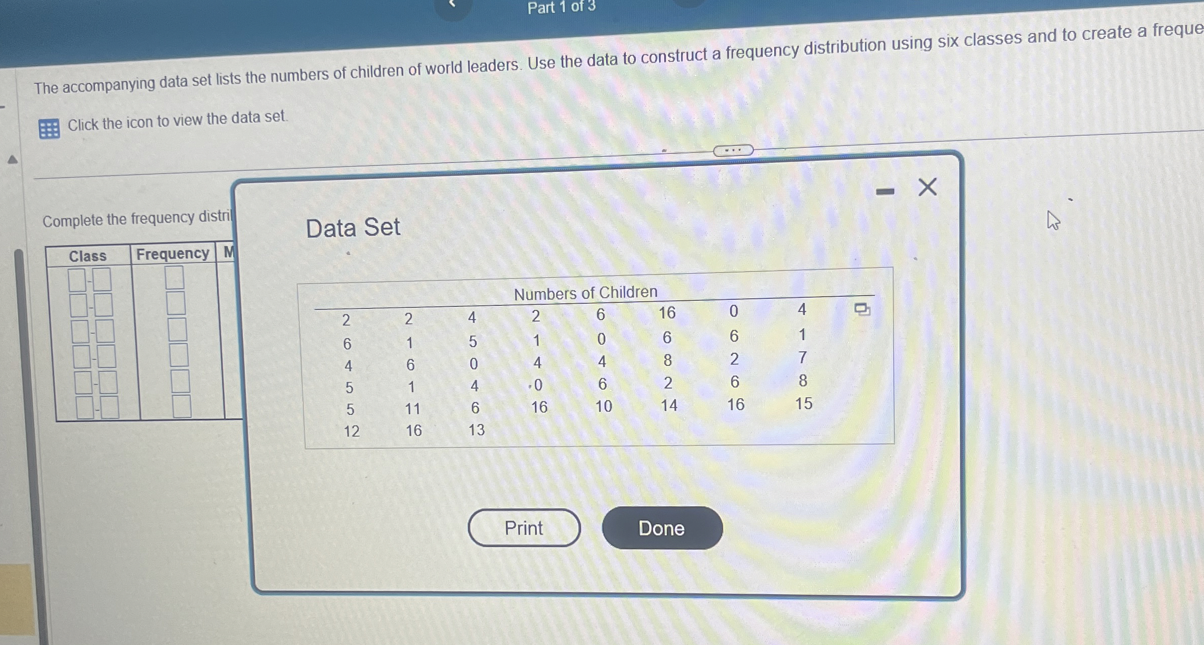 Solved Part 1 ﻿of 3The accompanying data set lists the | Chegg.com