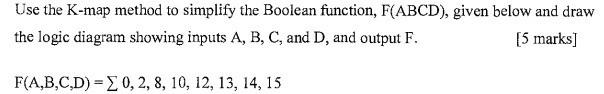 Solved Use the K-map method to simplify the Boolean | Chegg.com