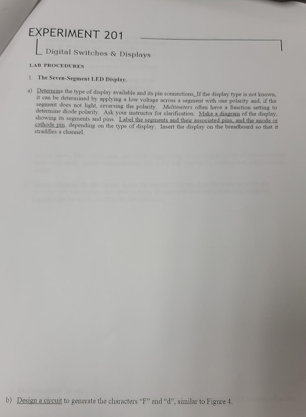 EXPERIMENT 201 Digital Switches & Displays LAB | Chegg.com