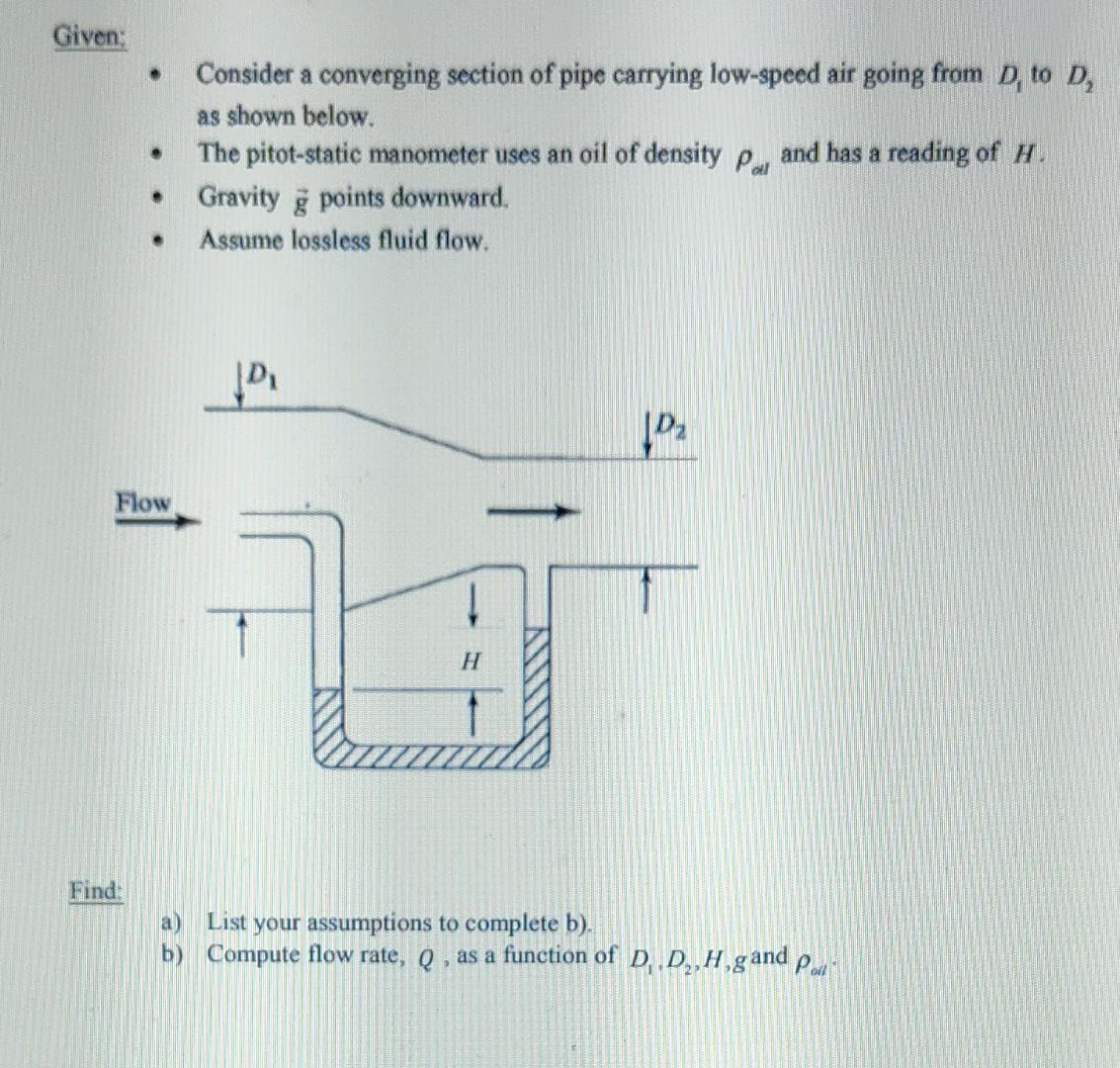 Solved - Consider a converging section of pipe carrying | Chegg.com