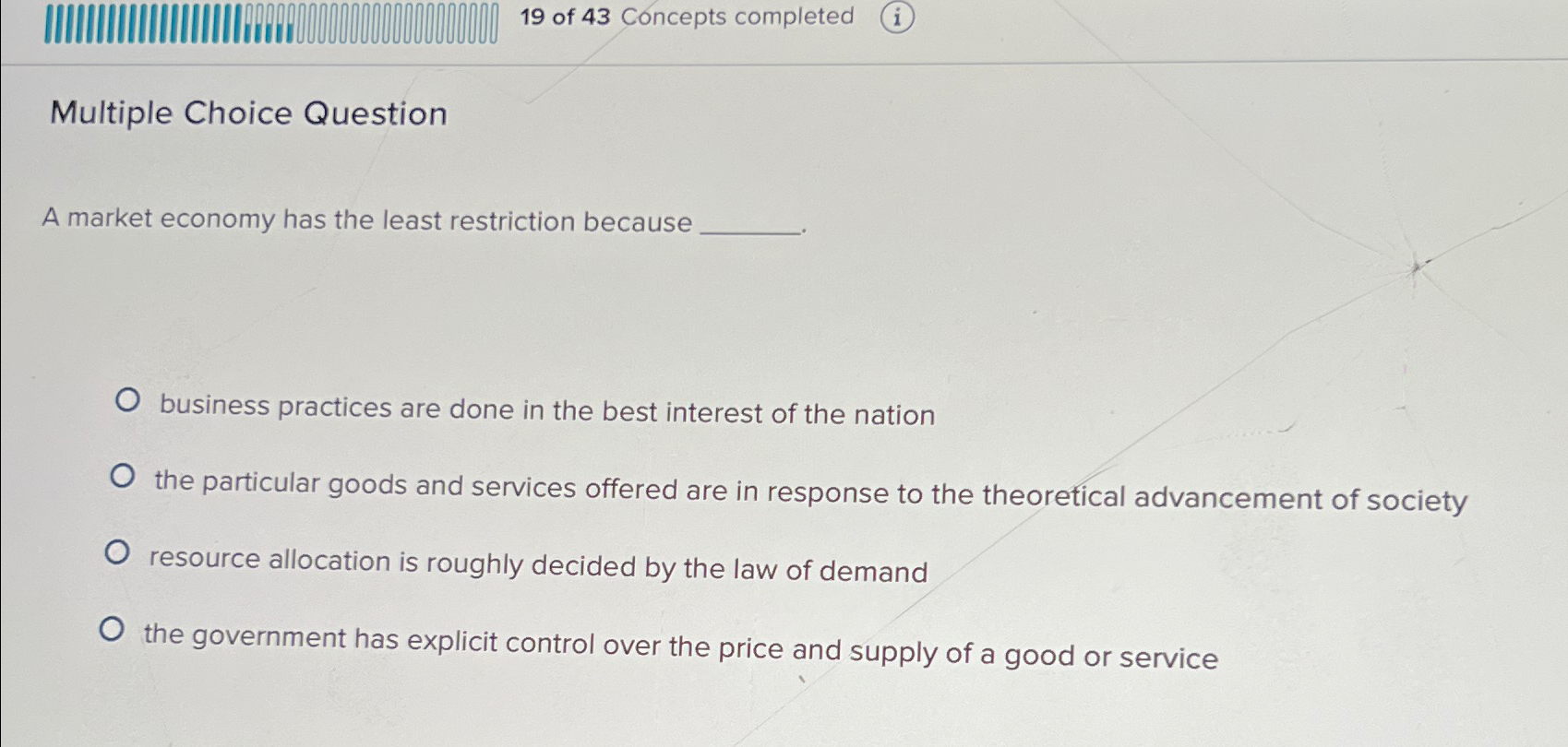 Solved Multiple Choice QuestionA market economy has the | Chegg.com