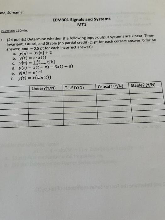 Solved 1. (24 points) Determine whether the following | Chegg.com