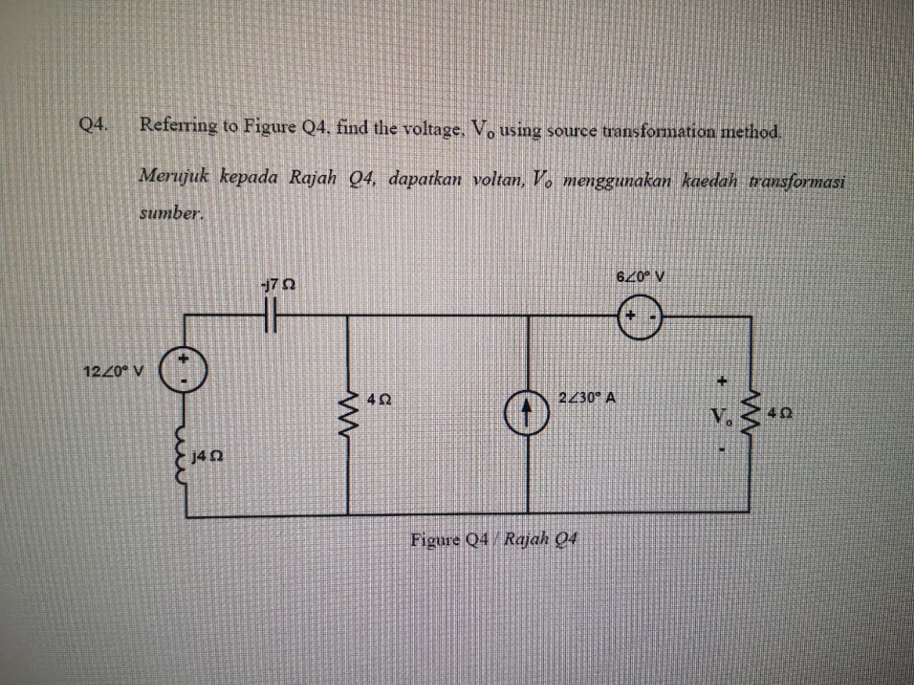 Solved Q4. ﻿Referring to Figure Q4, ﻿find the voltage, V0 | Chegg.com
