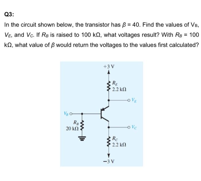 Solved Q3: In the circuit shown below, the transistor has | Chegg.com