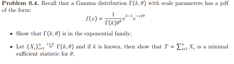 Solved Problem 0.4. ﻿Recall that a Gamma distribution Γ(k,θ) | Chegg.com