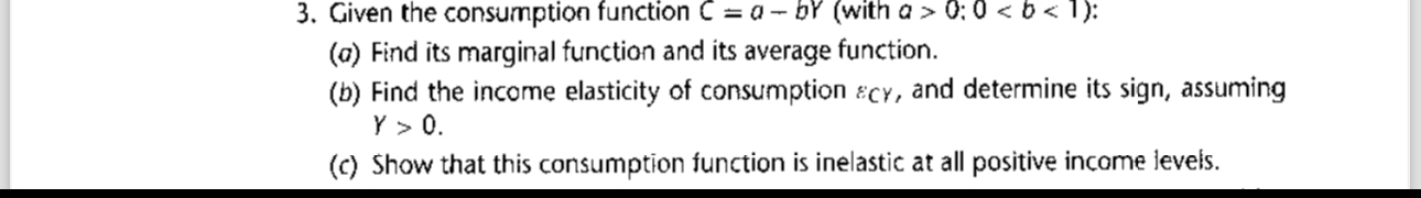 Solved Given The Consumption Function Ca By With 