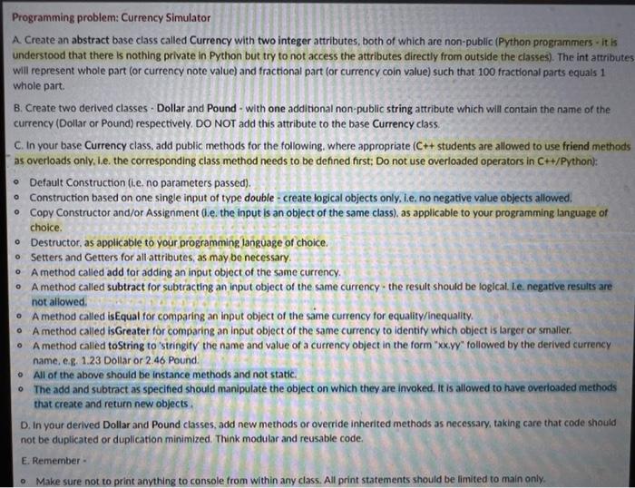 Solved Programming problem: Currency Simulator A Create an | Chegg.com