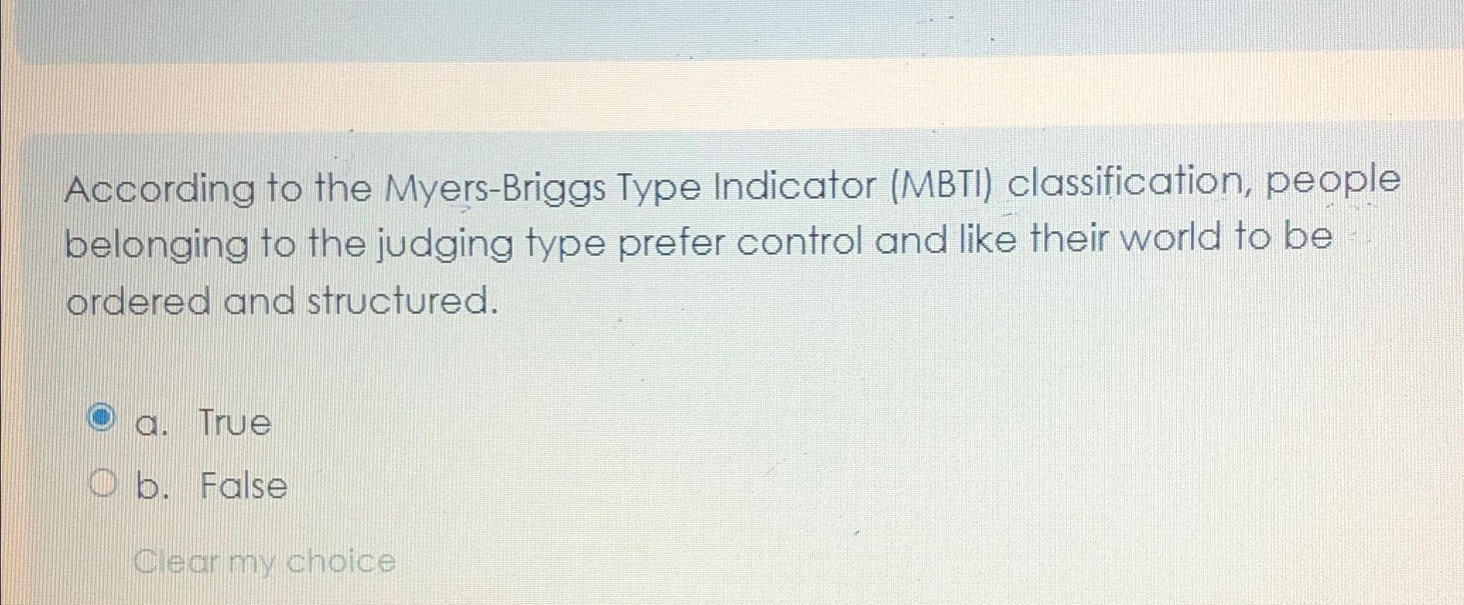 Solved According to the Myers-Briggs Type Indicator (MBTI) | Chegg.com