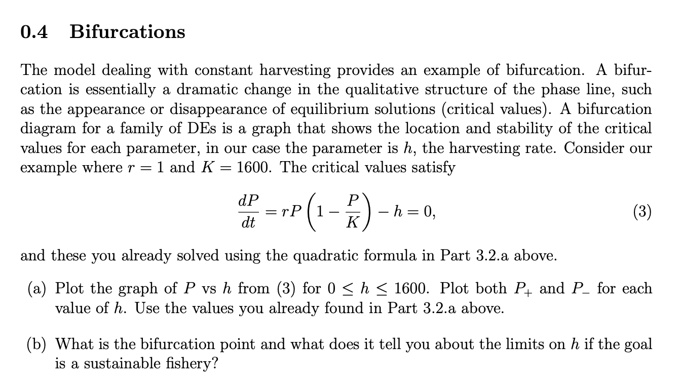 Solved 0.4 ﻿BifurcationsThe model dealing with constant | Chegg.com