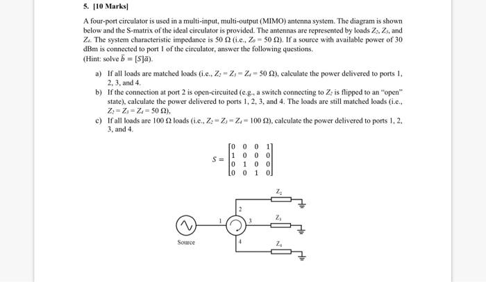 A four-port circulator is used in a multi-input, | Chegg.com
