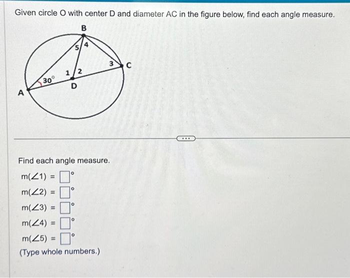Solved Given circle O with center D and diameter AC in the | Chegg.com
