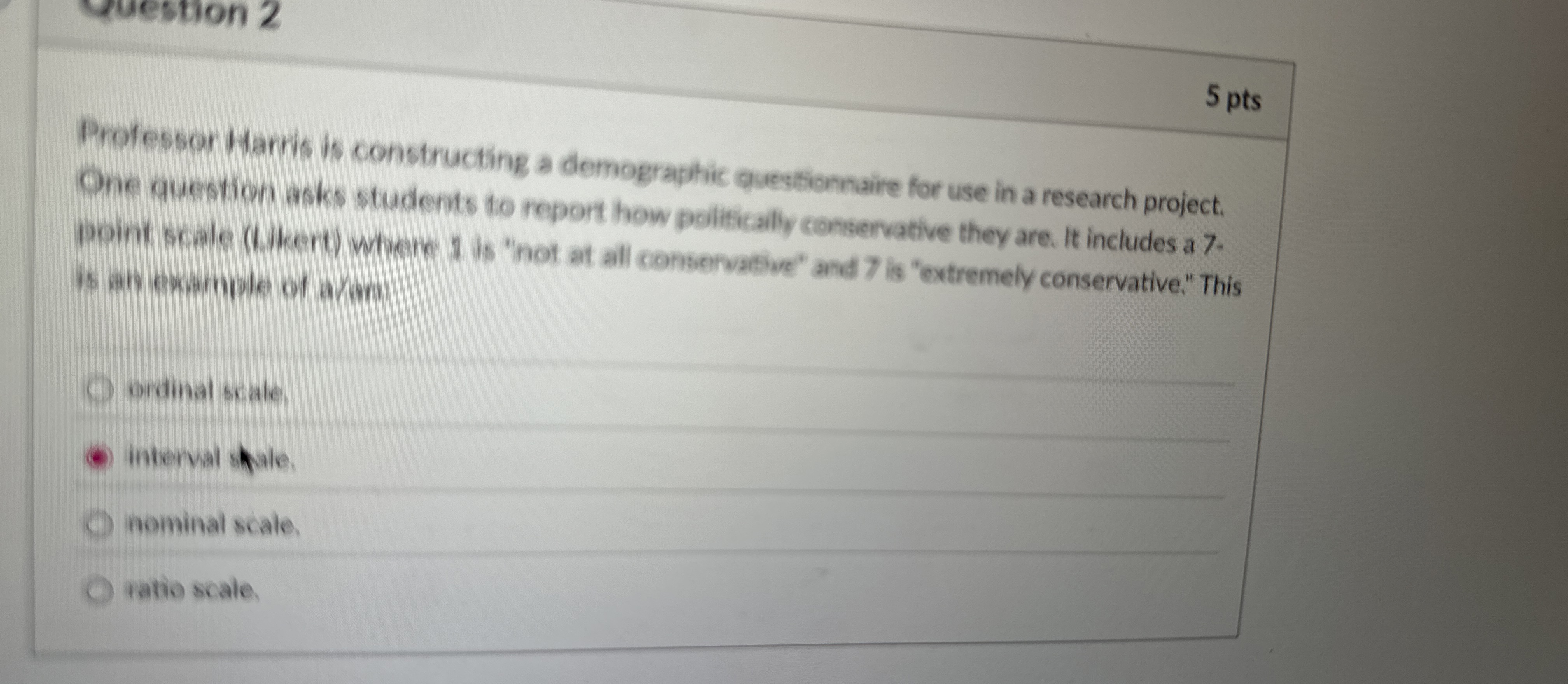 Solved 5 ﻿ptsProfessor Harris is constructing a demographic | Chegg.com
