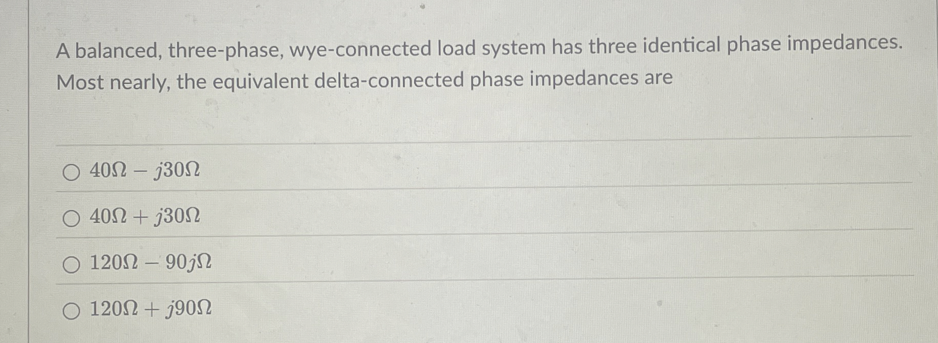 Solved A balanced, three-phase, wye-connected load system | Chegg.com