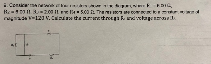 Solved 9. Consider the network of four resistors shown in | Chegg.com