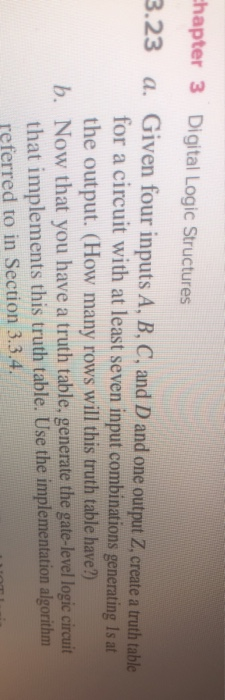 Solved Chapter 3 Digital Logic Structures 3.23 a. Given four | Chegg.com