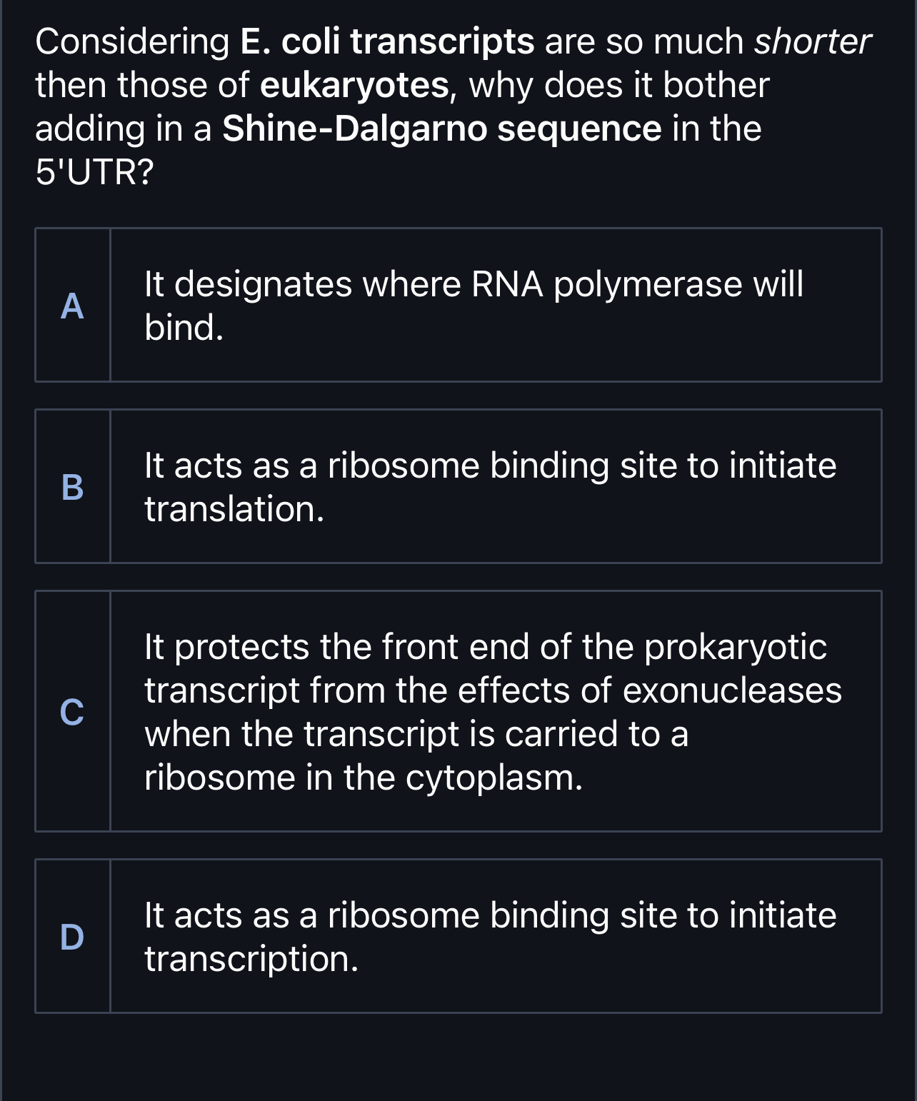 Solved Considering E. ﻿coli transcripts are so much shorter | Chegg.com