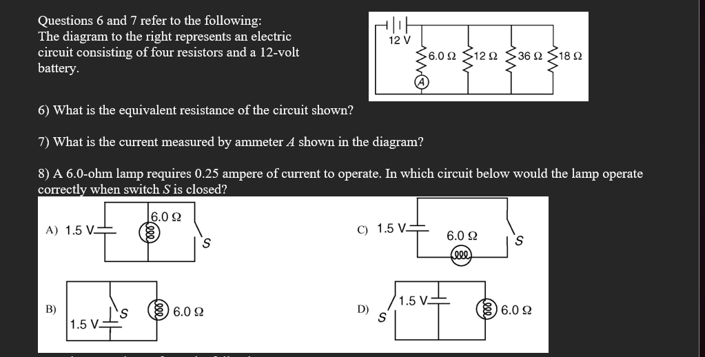 Solved Questions 6 ﻿and 7 ﻿refer to the following: The | Chegg.com