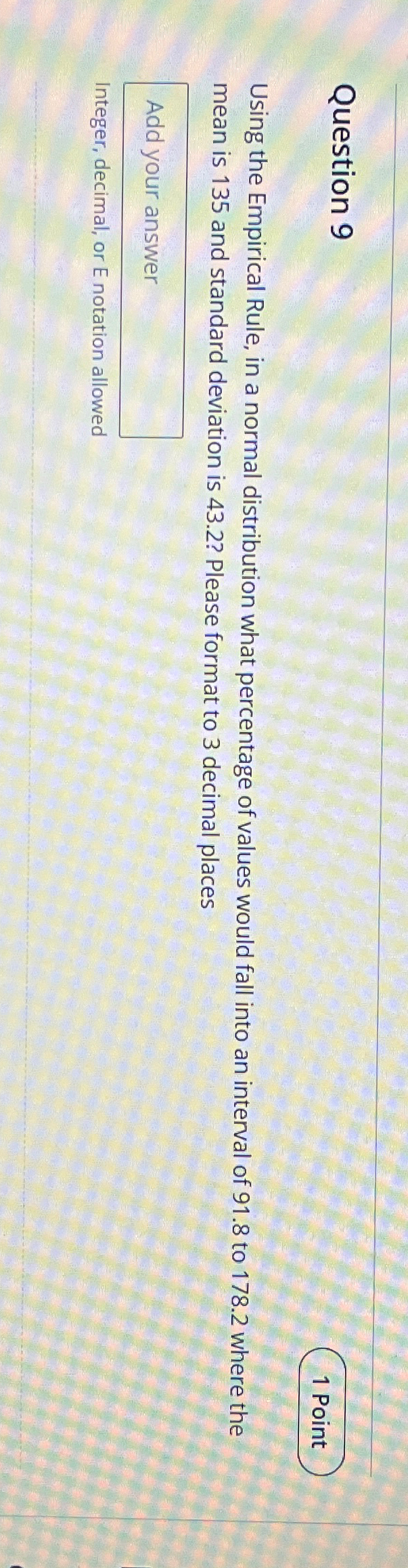 Solved Question 91 ﻿Point Please format the answer to 3 | Chegg.com