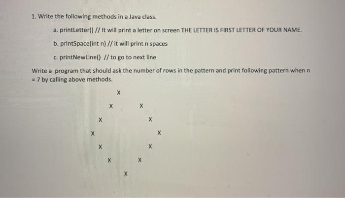 Solved 1. Write the following methods in a Java class. a. | Chegg.com