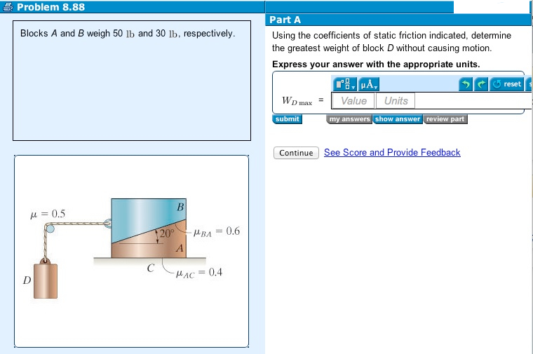 Solved Blocks A and B weigh 50 lb and 30 lb, respectively. | Chegg.com