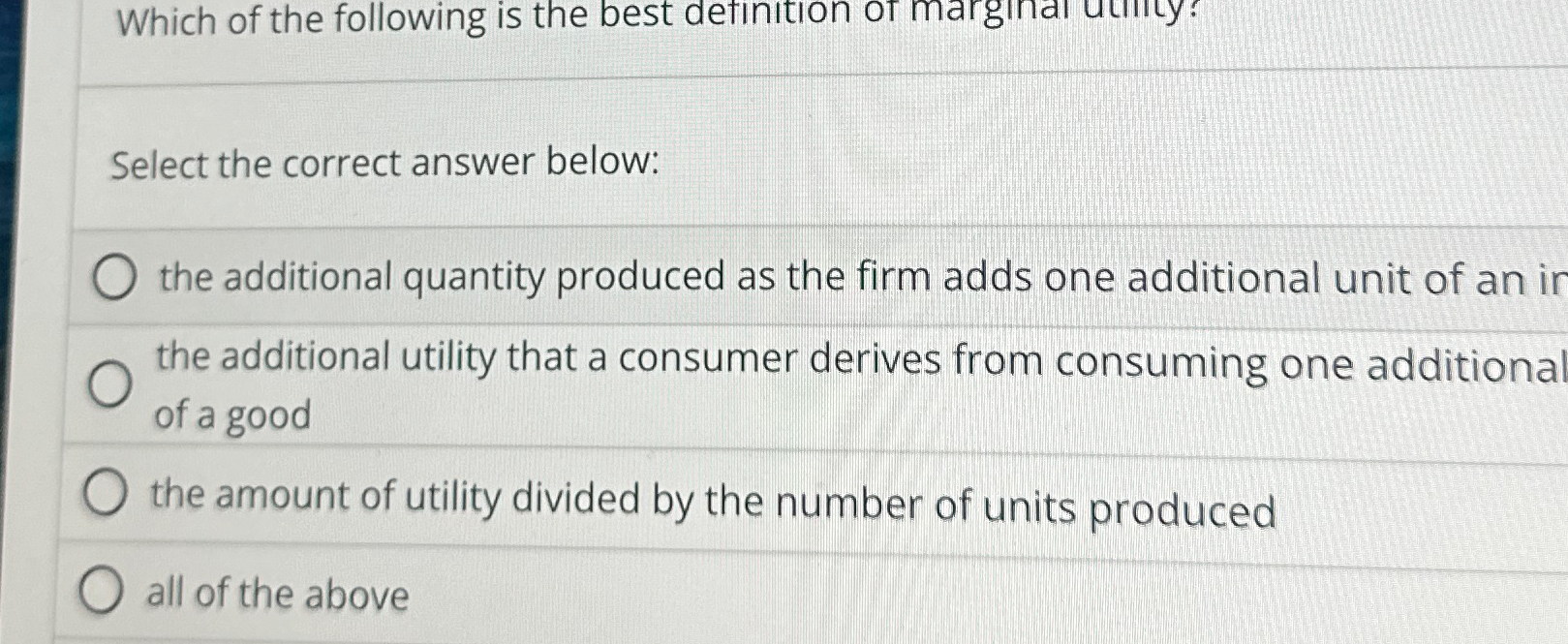 Solved Select the correct answer below:the additional | Chegg.com