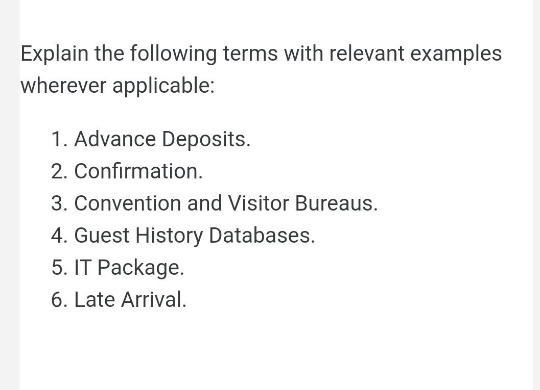 Solved Explain the following terms with relevant examples | Chegg.com