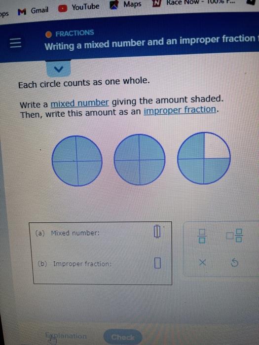 Solved N Race Now ops M Gmail YouTube Maps FRACTIONS Writing | Chegg.com