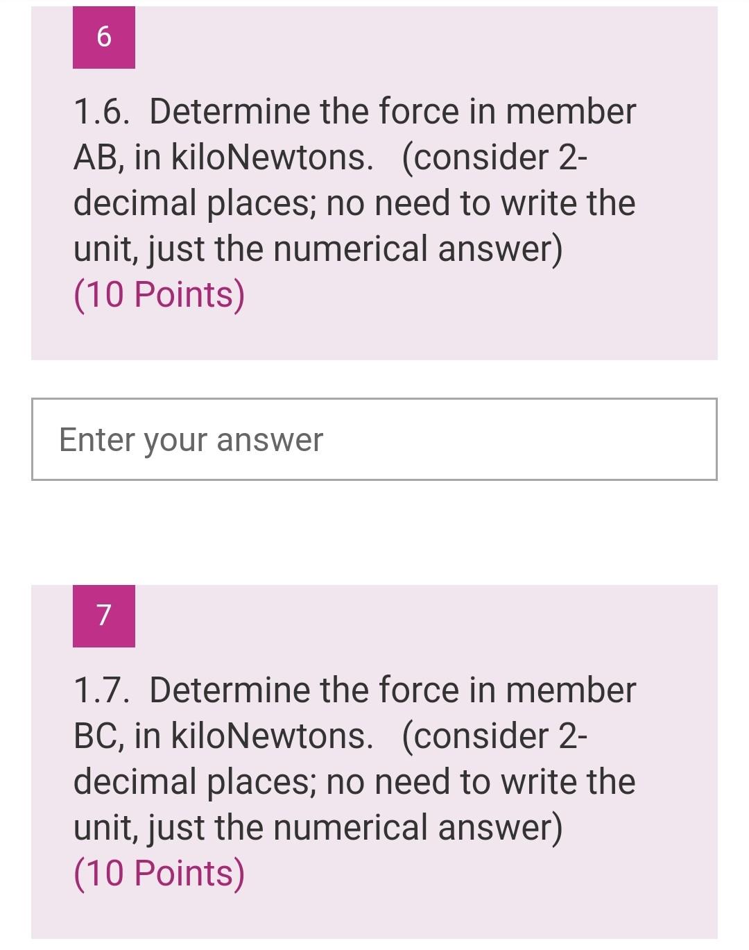 Solved 1.1. Determine the reaction at D, in kiloNewtons, | Chegg.com