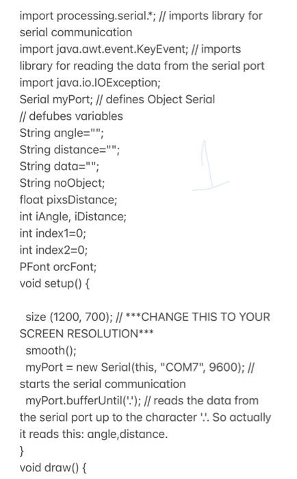 Solved Please convert the Arduino Radar Code to C | Chegg.com