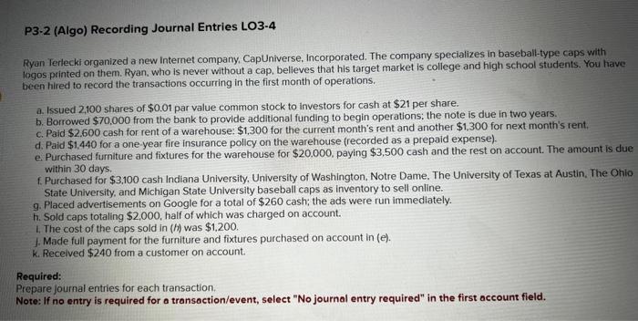 Solved Ryan Terlecki organized a new internet company, | Chegg.com