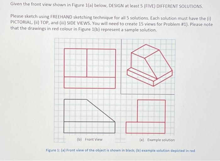 Solved Given the front view shown in Figure 1 (a) below, | Chegg.com