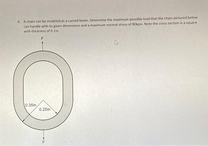 Solved 4. A chain can be modeled as a curved beam. Determine | Chegg.com