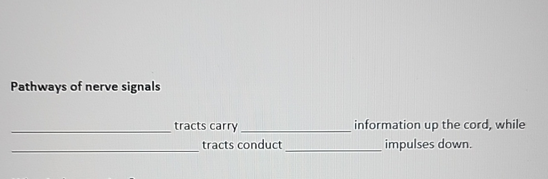 Solved Pathways of nerve signalstracts carry q, ﻿information | Chegg.com