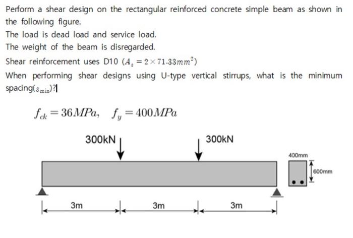 Solved Perform a shear design on the rectangular reinforced | Chegg.com