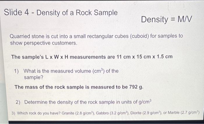 Solved The mass of the rock sample is measured to be 792 g. | Chegg.com